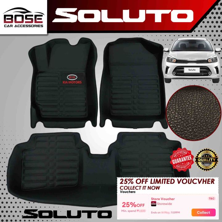 5D Black Deep Dish Matting for Kia Soluto 2018 2019 2020 2021 2022 2023 ...