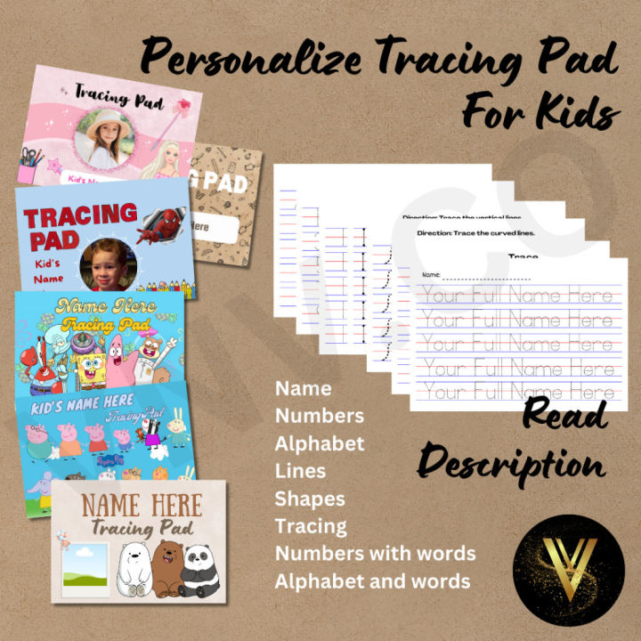 Customize Tracing Pad With Covers Trace Alphabet Names Numbers 50 ...
