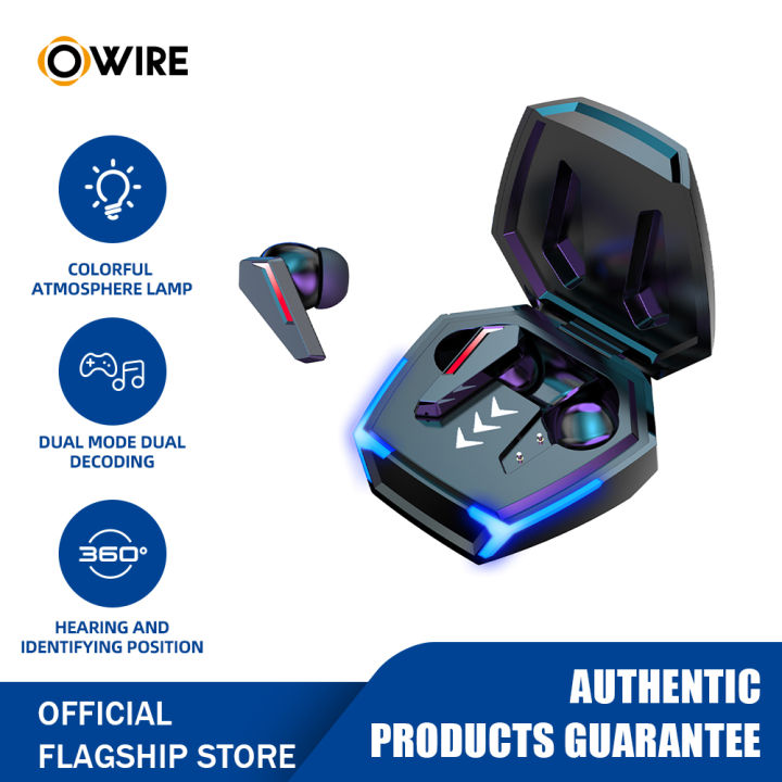 OWIRE หูฟังบลูทูธไร้สาย Bluetooth5.0 หูฟังเบสหนัก หูฟังเล่นเกม TWS หูฟังไร้สาย หูฟังออกกำลังกาย ...