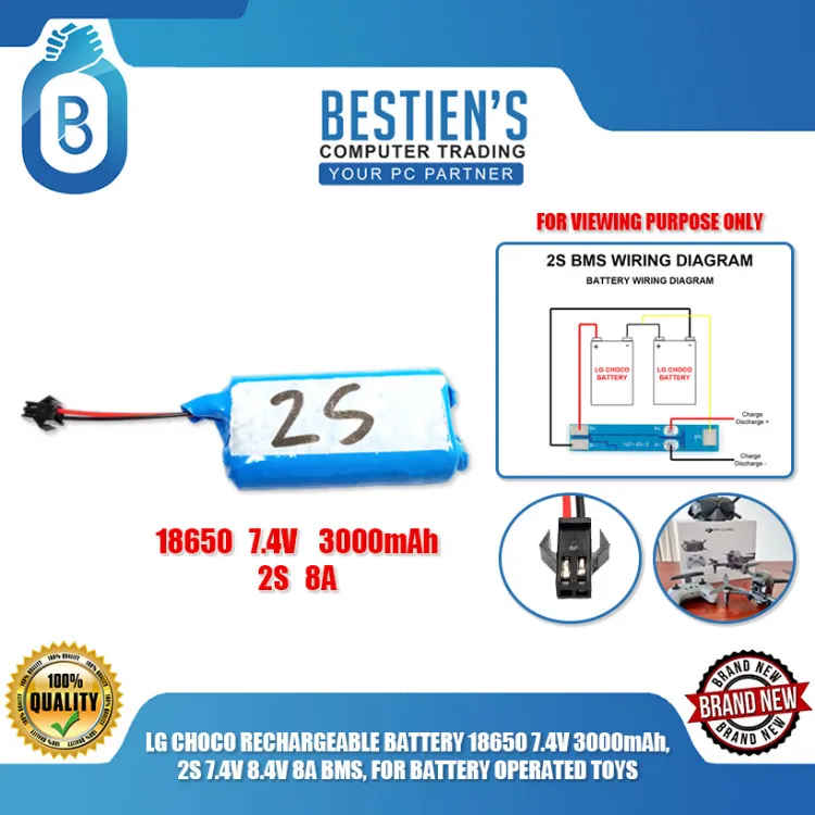 LG CHOCO RECHARGEABLE BATTERY 18650 7.4V 3000mAh, 2S 7.4V 8.4V 8A BMS ...