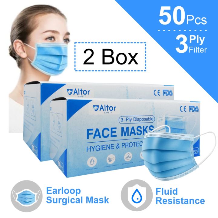 [ Paket 2 Box ] Masker 3 ply Isi 50 pcs / Masker Mulut 3 Lapis / Masker ...