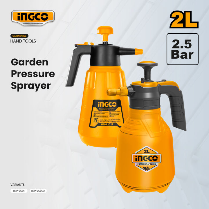 Ingco 2L Hand Pressure Sprayer Water Spraying Watering Spray Bottle ...