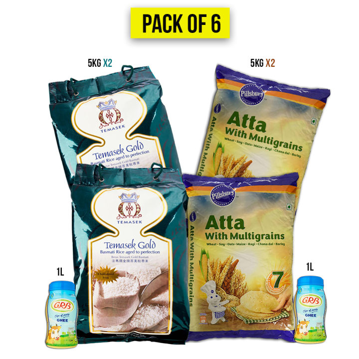 Temasek Gold Basmathi Rice 5kgX2, Pillsbury Atta Multi Grains 5kgX2 ...