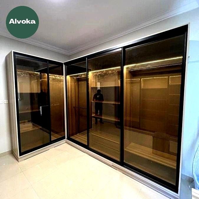 Wardrobe Lemari Pakaian Kaca Minimalis Custom - Alumunium Kaca, HPL ...