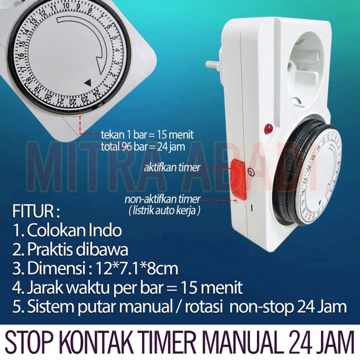 Stop Kontak Timer Manual 24 hours / 24 Jam | Lazada Indonesia