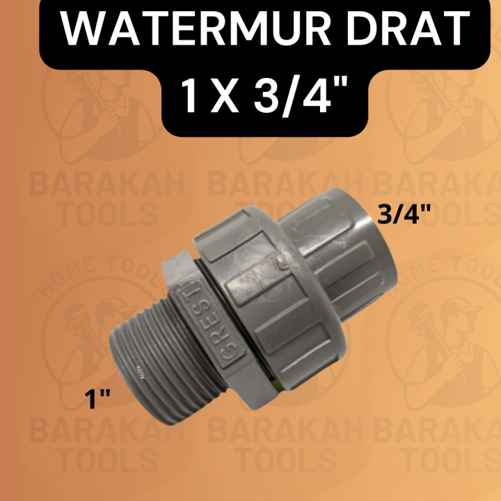 Watermur Drat GREST AW 1" x 3/4" inch - UNION SOCKET GRES / Water Mur PVC Drat Sambungan Paralon ...