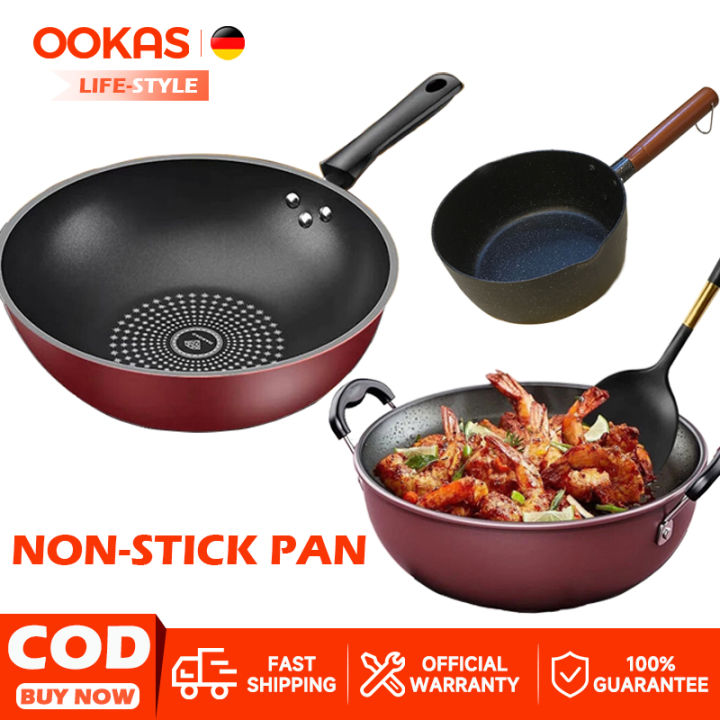 OOKAS official Soup Pot with Lid Non-Stick Wok Frying Pan Induction ...