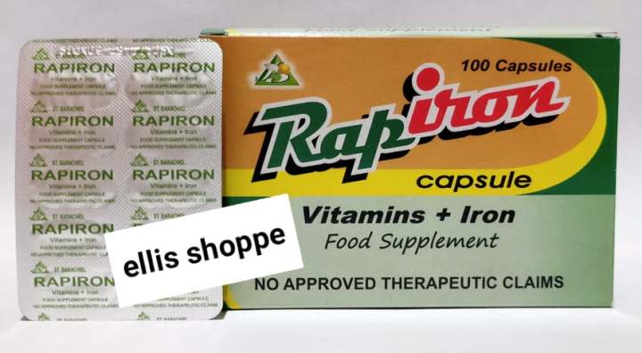 Rapiron Vitamins + Iron Food Supplement 100 Capsules | Lazada PH