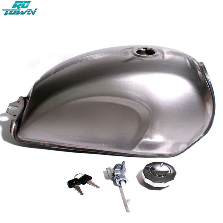 9L Universal Motorcycle Gas Fuel Tank Oil Box Raw Bare Metal Cafe Racer ...