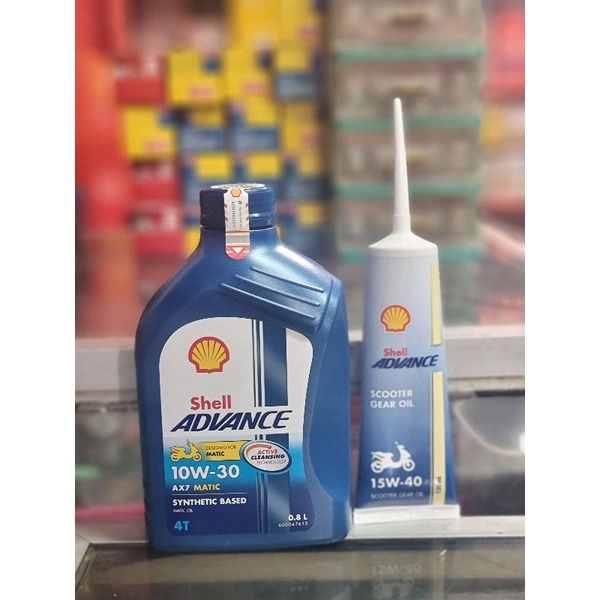 Oli shell Advance AX7 Matic 10W/30 0.8L + Oli Gardan Shell 120 ML | Lazada Indonesia