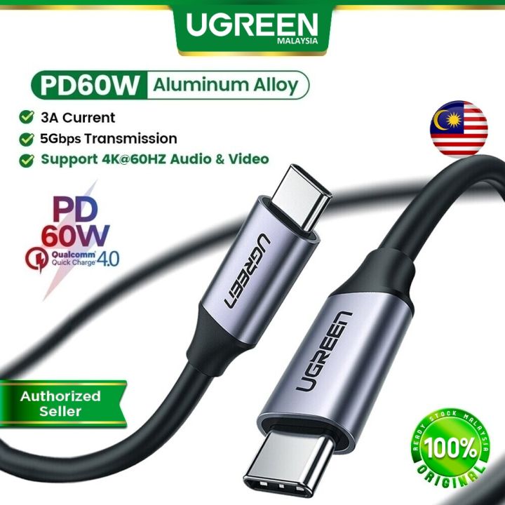 UGREEN USB C 3.1 PD 60W Type C To USBC Cable Quick Charge 4.0 4K 60Hz ...