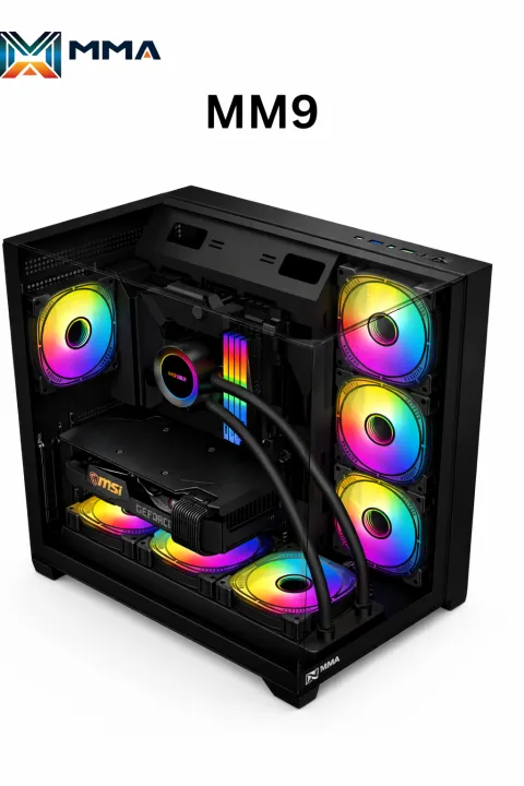 MMA MM9 full Glass Case (Black) PC case | Lazada PH