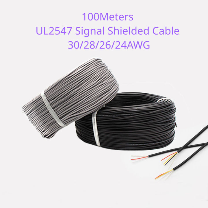 100Meters （Black）UL2547 Signal Shielded Cable 30/28/26/24AWG 2/3/4/5 ...