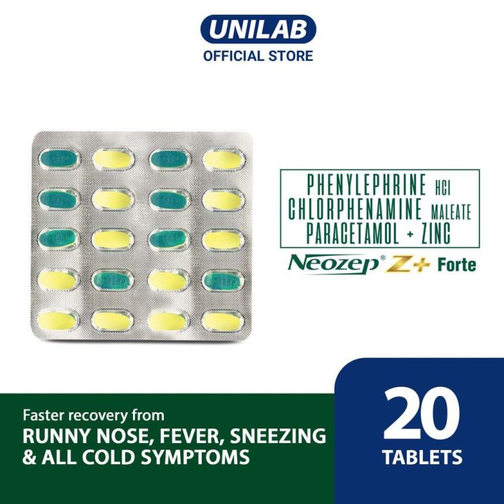 Unilab Neozep Z+ 20 Tablets- Faster recovery from Runny Nose, Fever ...