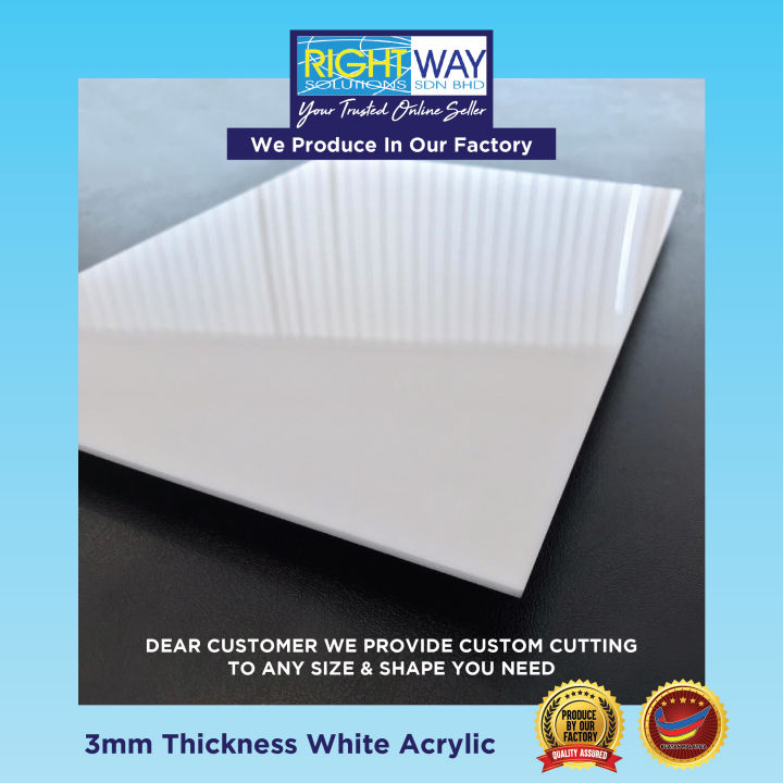 3mm THICKNESS DIY WHITE ACRYLIC SHEET (SIZE - 610mm x 300mm) | Lazada