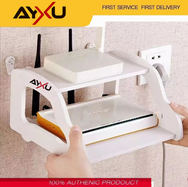 Ayxu Storage Rack Display Holder Double Floating Wall Mount Shelf Wood ...