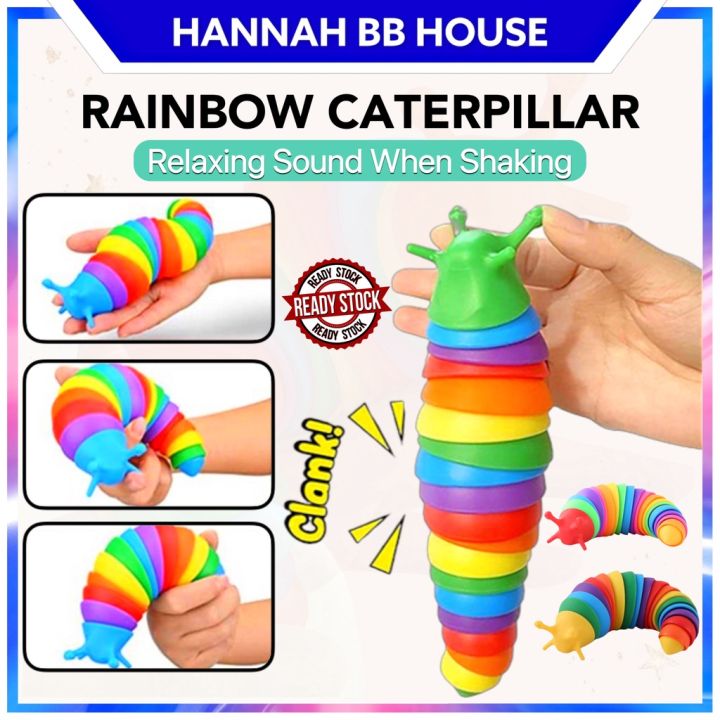 Sensory Toys Rainbow Twisting Caterpillar Fidget Slug Fingertip Stress ...