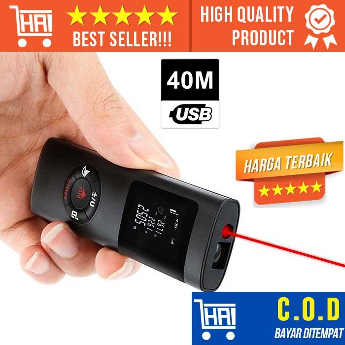 LASER PENGUKUR JARAK METERAN UKURAN JARAK VOLUME AREA OTOMATIS METER AN ...