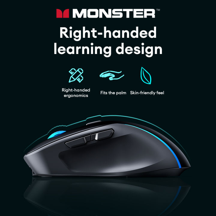 Monster X1 Wireless Gaming Gaming Mouse 2.4G Bluetooth Ergonomic Design ...