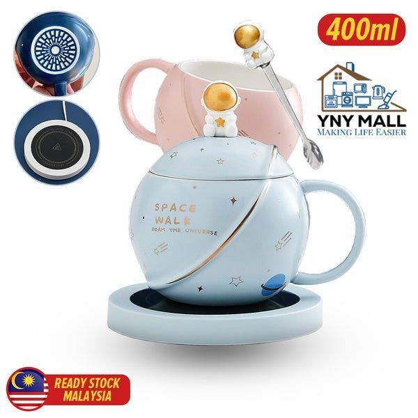 [YNY Mall] [ 400ml ] Astronaut Space Planet Cup Warmer with Ceramic Mug ...