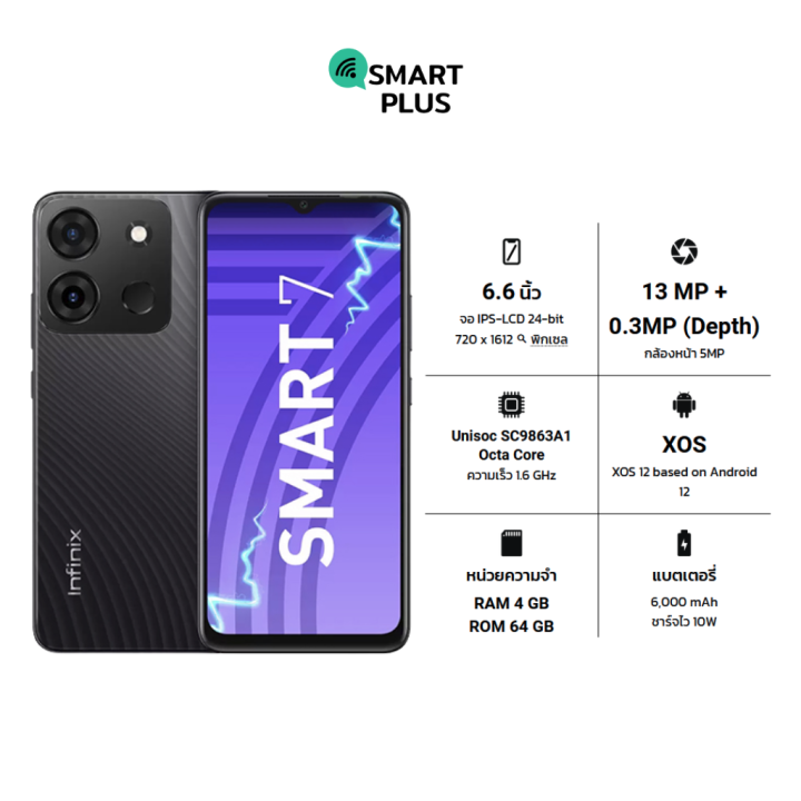 [SmartPlus] Infinix Smart 7 (4/64) ประกันศูนย์ [ หน้าจอ 6.6 นิ้ว แบต ...