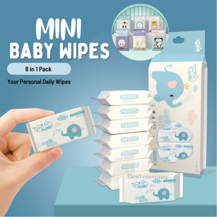 8 IN 1 Mini Baby Wipes Wet Tissue Travel Outdoor portable Hand and ...