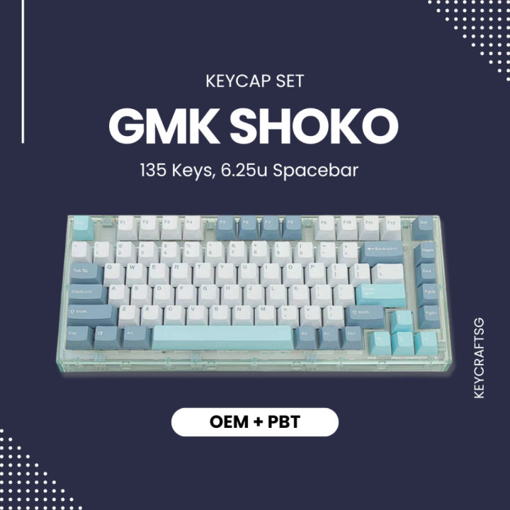 🇸🇬 GMK Shoko Sea Salt Blue Keycaps PBT Dye-Sublimation OEM Profile for ...