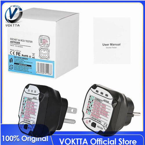 Original VOKTTA Electric Socket Tester AST01 US/EU Plug Outlet Tester ...