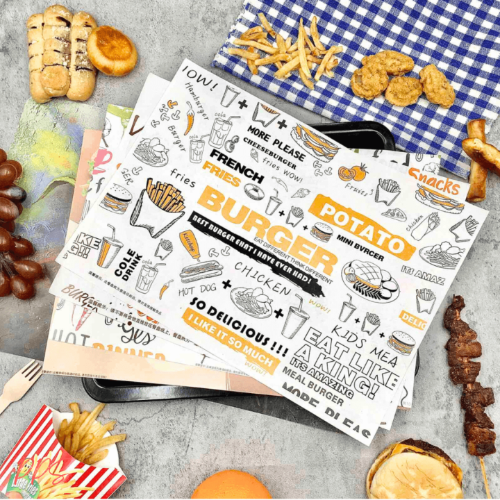 Serving Tray Paper Fast Food Disposable Placemat Bread Food Wax Serving ...