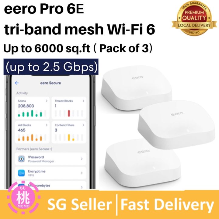 Amazon eero Pro 6E / eero Pro 6 tri-band mesh Wi-Fi 6 router with built ...