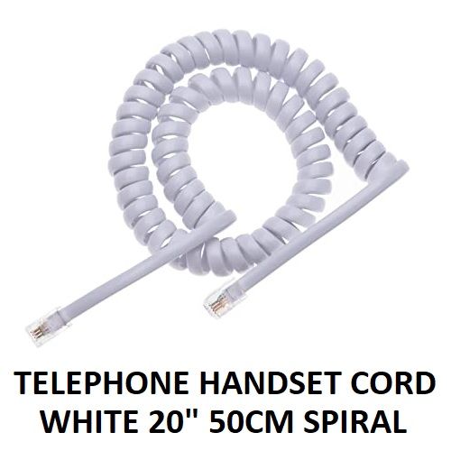 Telephone Handset Cord White 20" 50cm Spiral Phone Cord Handset Cord ...