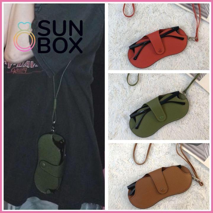 SUN BOX สีทึบทึบ ถุงเก็บแว่นกันแดด พร้อมสายคล้อง หนังพียู ที่ใส่แว่นกัน ...