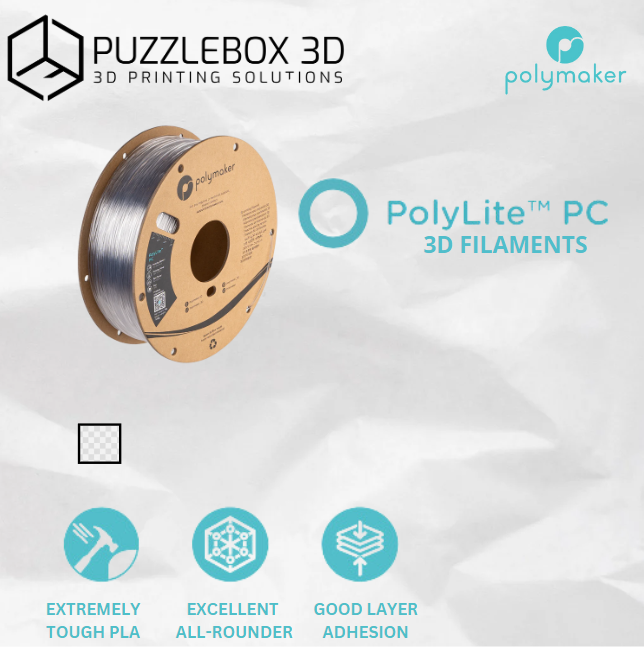 Polymaker Clear PC Polycarbonate Filament, Transparent, Strong & Heat Resistant(1.75mm & 2.85mm ...