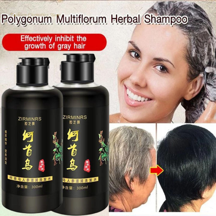 Effective Herbal Natural Polygonum Multiflorum Shampoo Effective White Hair Turns to Black Hair ...