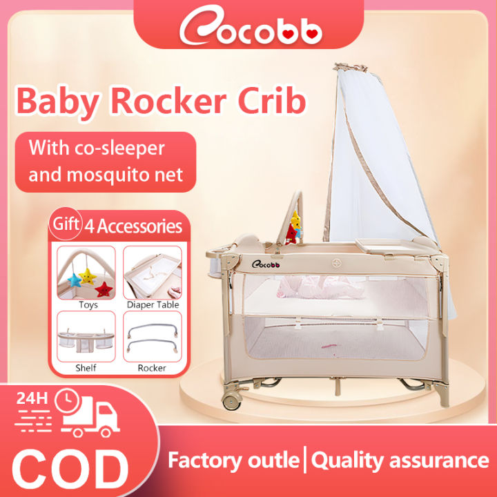 COCOBB Baby Swing Crib With Mosquito Net Multifunctional Mobile ...