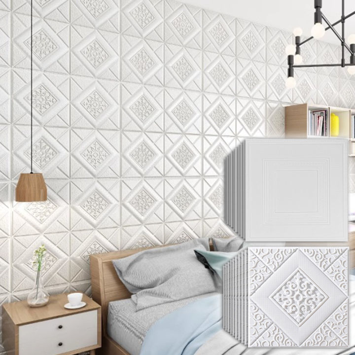 Residen 3D Tile Brick Wall Stickers Self-Adhesive Foam Panel Home Decor ...