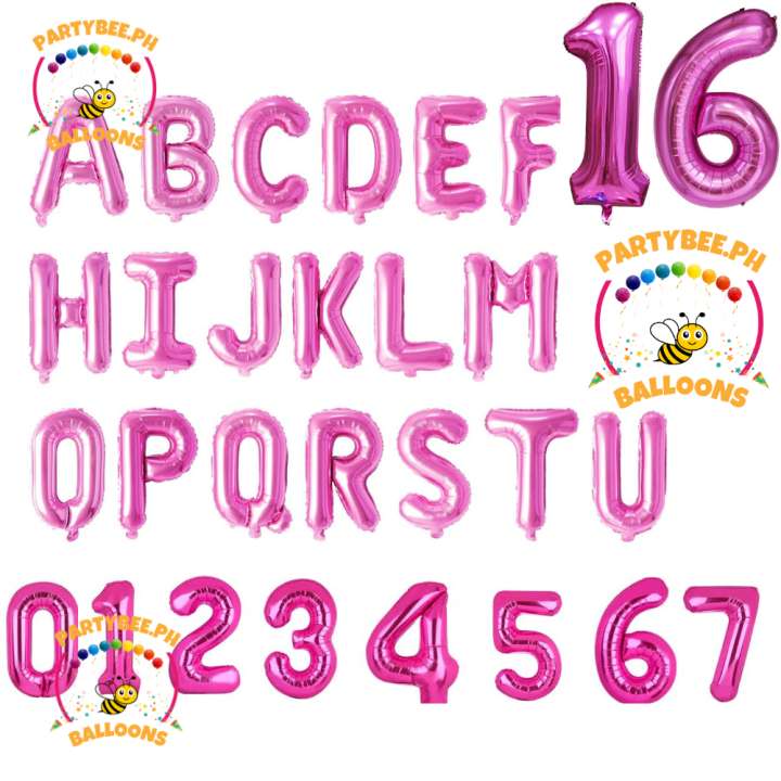 (Individual Pack) A-Z Pink Plain Letter Number Balloons 16 inches ...