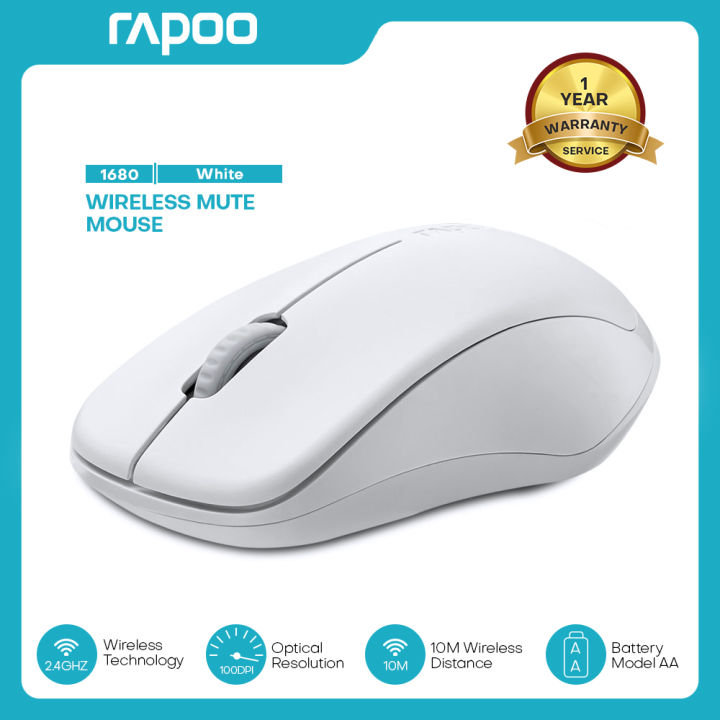 Rapoo 1680 2.4G Quiet Wireless Mouse, Portable USB Receiver, Long Range ...