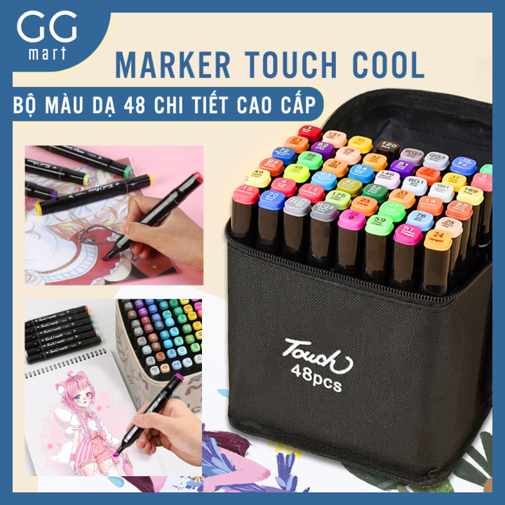 Bút màu Marker Touch Cool họa cụ tô màu, Bộ bút dạ màu 48 chi tiết, bút ...