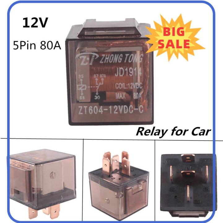 ⭐ [100% ORIGINAL] ⭐ 5 PIN CAR RELAY WITH LED 80A 12V Pure Copper ...