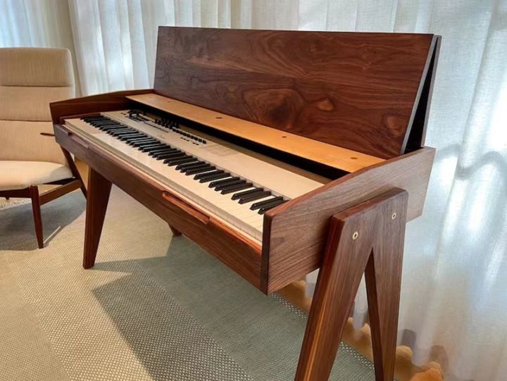 Solid wood piano table arrangement workbench music production studio ...