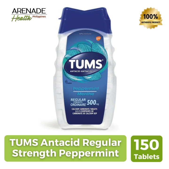 TUMS Antacid Regular Strength Peppermint (150 Chewable Tablet) | Lazada PH