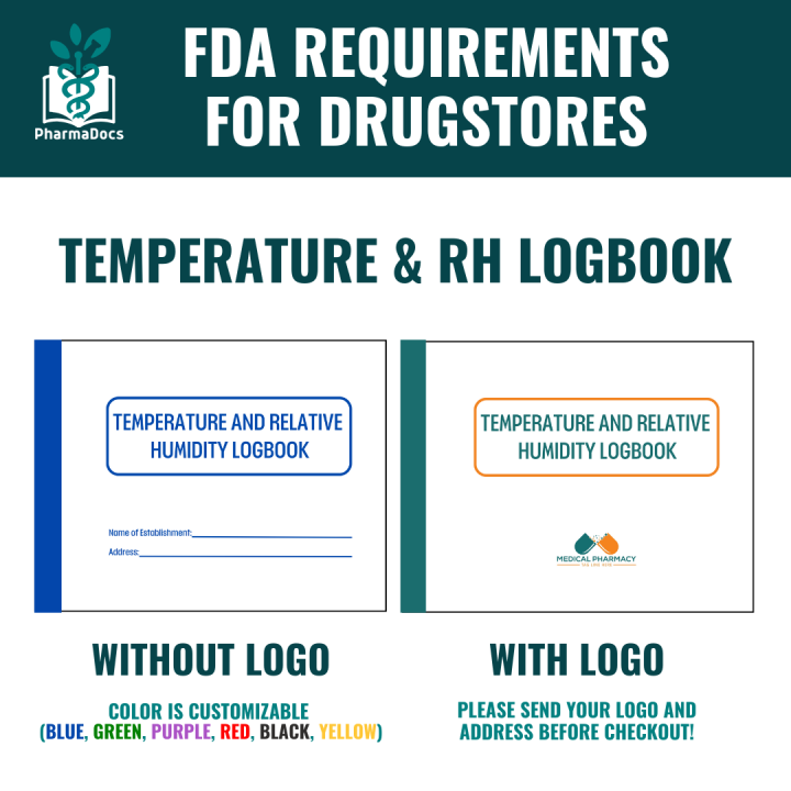 UPDATED FORMAT Temperature & RH Logbook for Drugstores (FDA Requirement ...