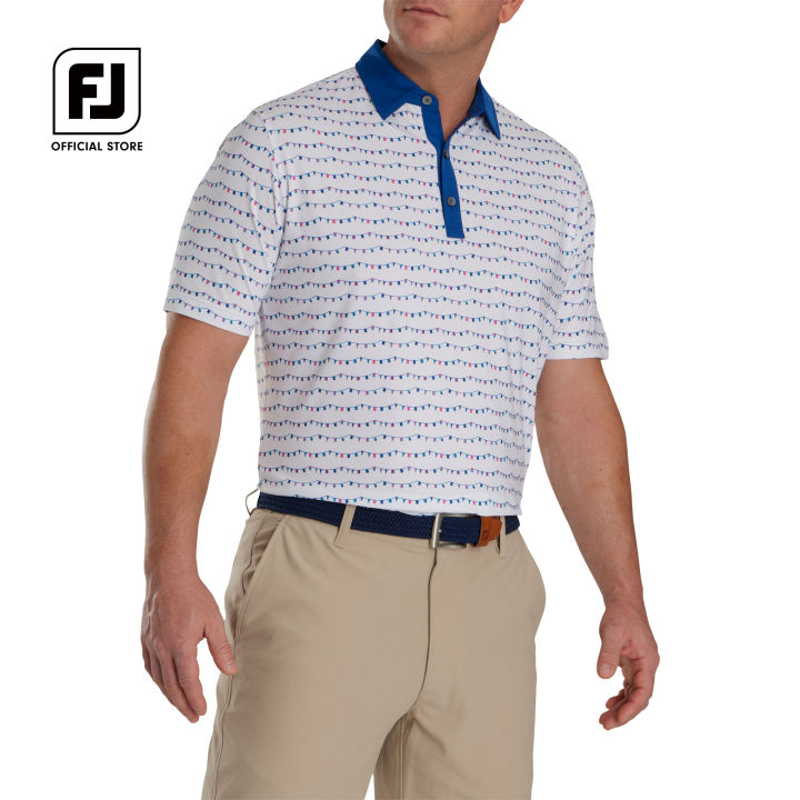 FootJoy FJ ProDry Performance Flag Banner Print Lisle Self Collar Men's ...
