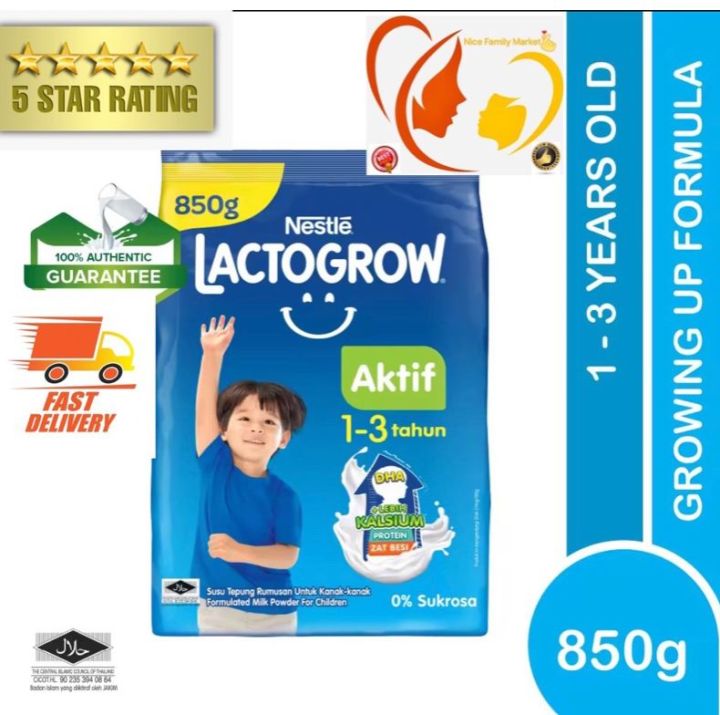 Nestle Lactogrow Aktif 1-3 years (850g) | Lazada