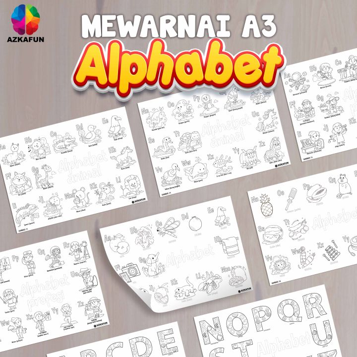 Kertas Mewarnai A3 ALPHABET - Mewarnai alphabet hewan buah | Lazada ...