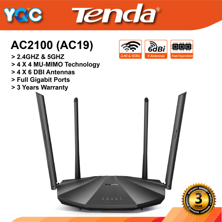 Tenda AC19 AC2100 WiFi Dual Band Gigabit Wireless Router UniFi Maxis Time Fiber | Lazada