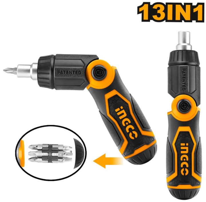 Ingco AKISD1208 13 in 1 Ratchet Screwdriver Set. Folding Handle. CR-V ...