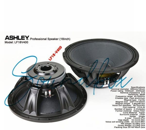 Speaker ASHLEY 18 Inch LF 18V400 LF 18 V400 LF18 V400 1000 Watt - 2000 ...