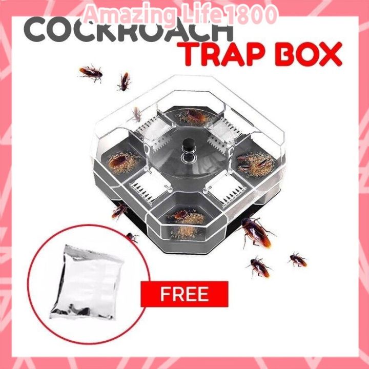 Cockroach Trap Box Reuseable Non Toxic Bait Box Insert Killer Effective ...